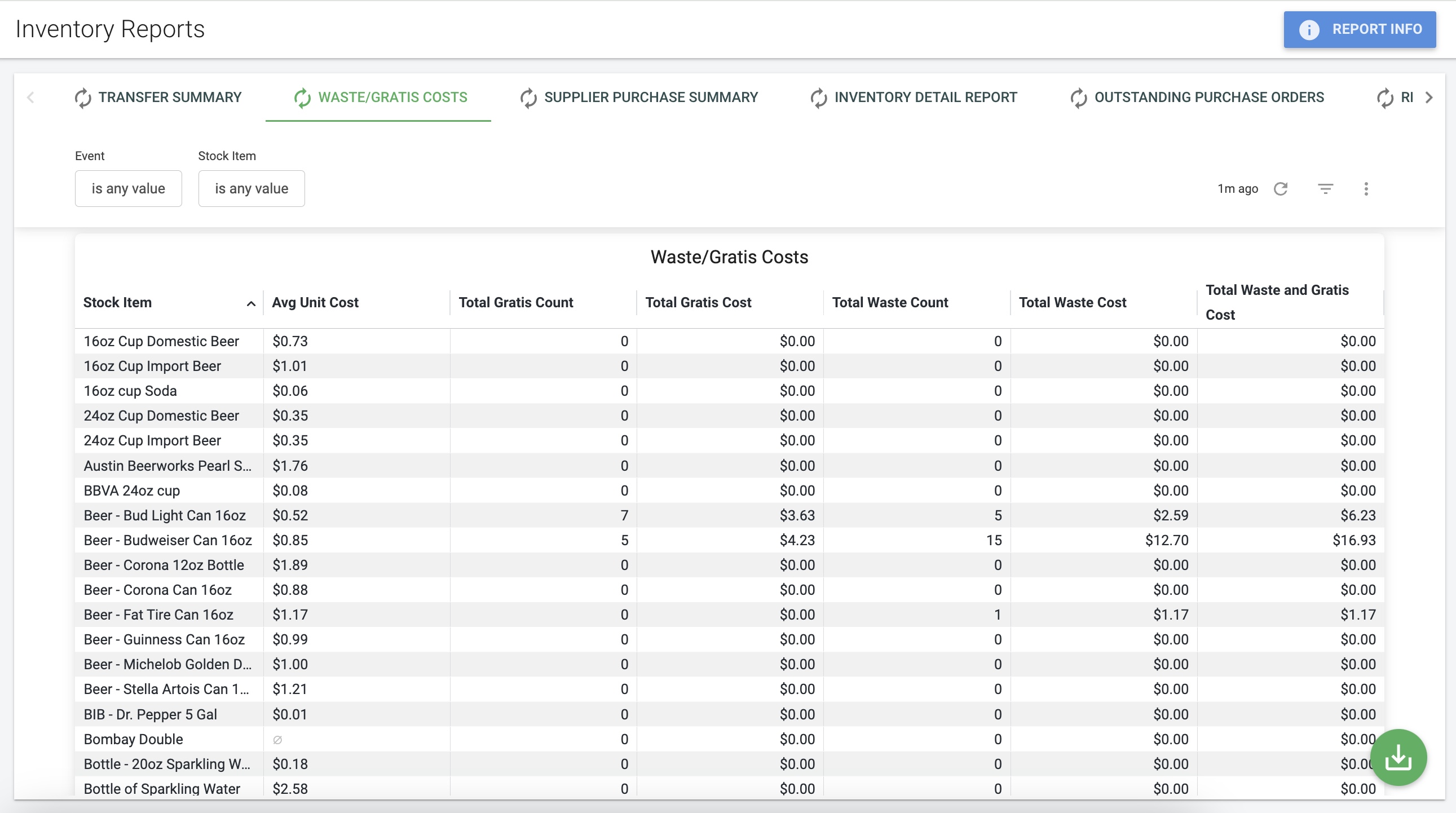 Inventory Reports – Clover Sport Help Center