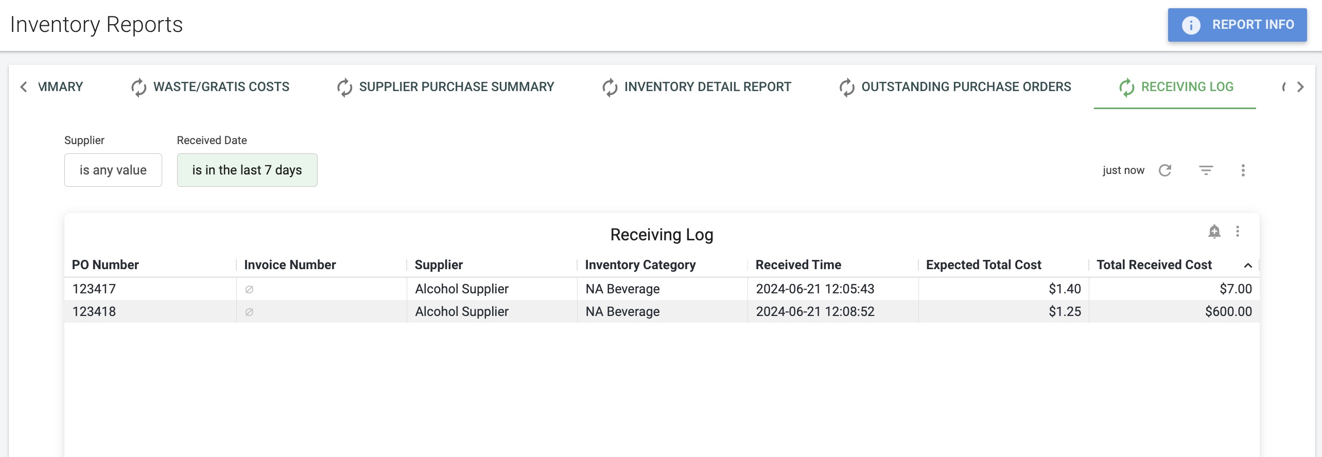 Inventory Reports – Clover Sport Help Center