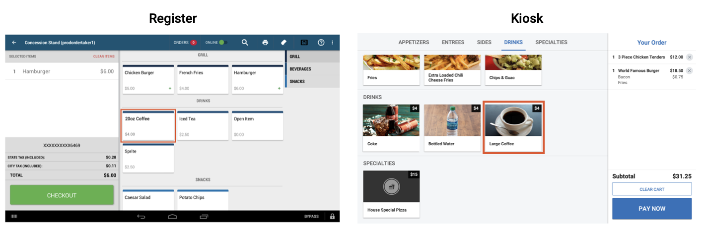 Menu Items – Clover Sport Help Center