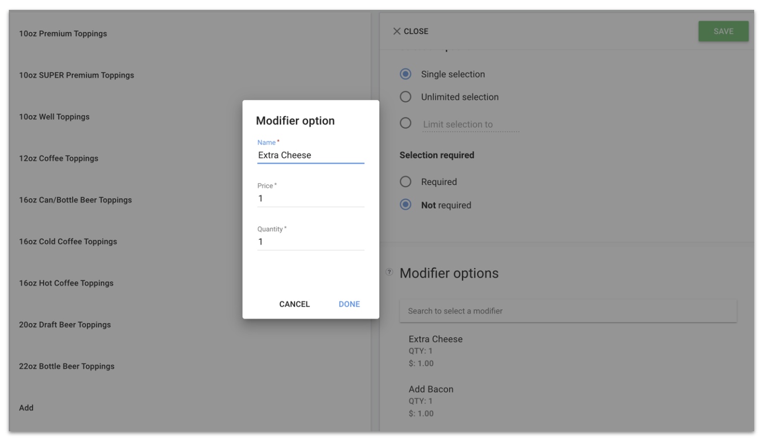 Modifiers and Modifier Groups – Clover Sport Help Center