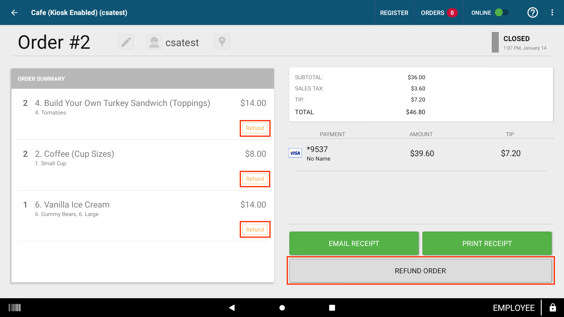 How to Refund a Kiosk Order – Clover Sport Help Center